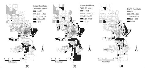 spatial distribution of the model residuals a residuals from the