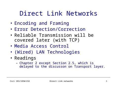 ppt csci 183 183w 232direct link networks1 direct link networks