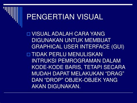 PPT KONSEP PEMROGRAMAN DALAM VISUAL BASIC PowerPoint Presentation Free Download ID 4612548