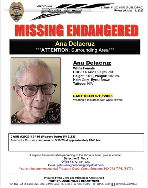 Port St Lucie Pd On Twitter Update At 2pm Ana Is Still Missing At This Time She Is New To
