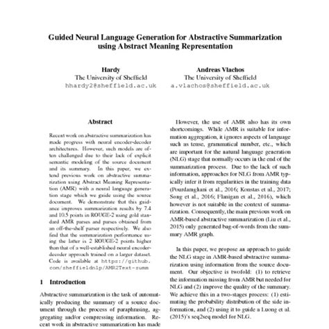 Guided Neural Language Generation For Abstractive Summarization Using