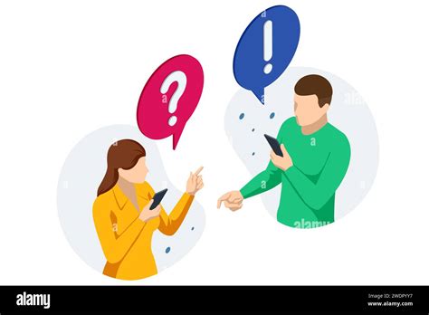 Isometric Question Marks Message Box With Question Chatbot Technology AI Chat Based On