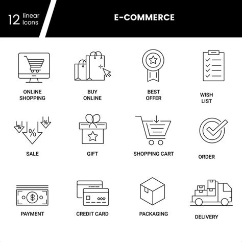 전자 상거래 개요 웹 아이콘을 설정 프리미엄 벡터