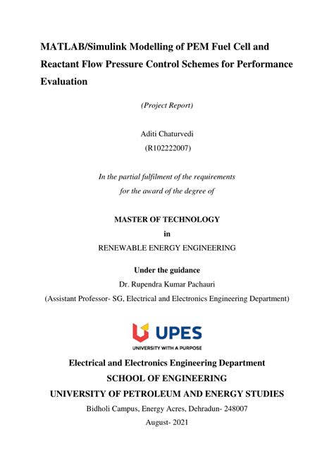 Pdf Matlab Simulink Modelling Of Pem Fuel Cell And Reactant Flow