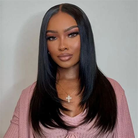Layered Lace Front Wigs Pre Cut Straight Hair Recool Hair In 2024
