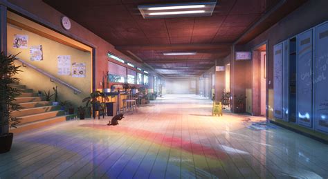 Anime School Hallway