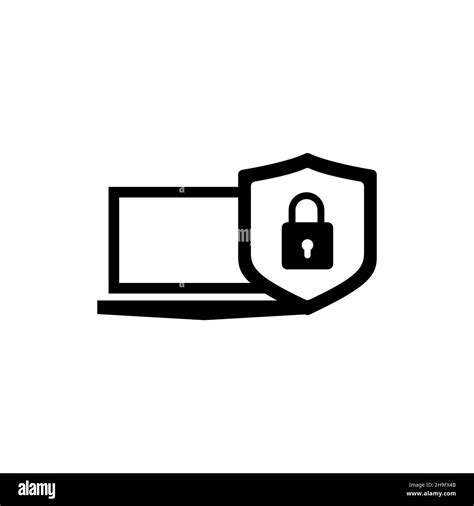 Laptop Data Security Icon Protected Shield Antivirus Cyber Security Concept Icon Isolated On