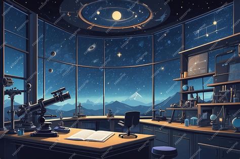 Premium Photo Lab Corner For Astronomy Vector Telescopes And Star Charts
