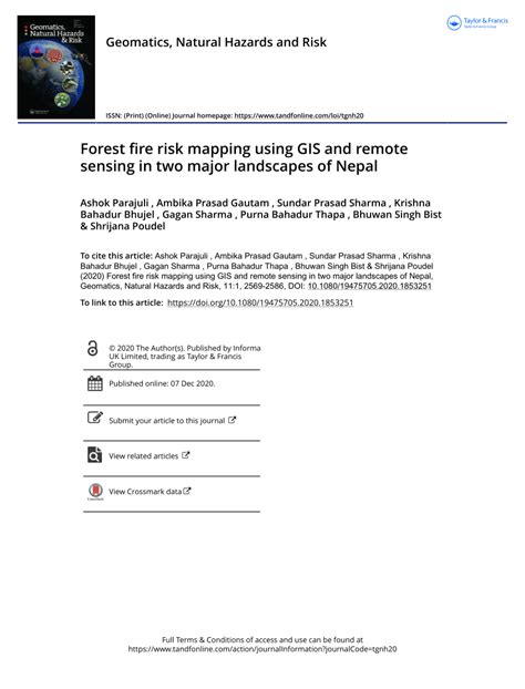 Pdf Forest Fire Risk Mapping Using Gis And Remote Sensing In Two Major Landscapes Of Nepal