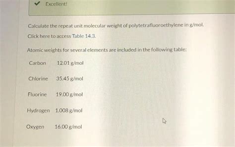Solved Calculate The Repeat Unit Molecular Weight Of