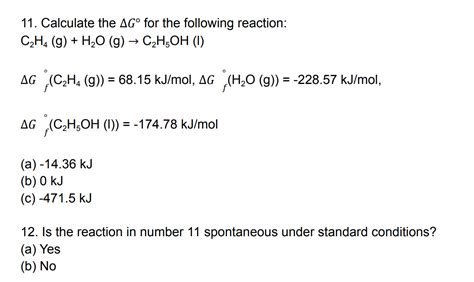 Solved Calculate the AGº for the following reaction Chegg