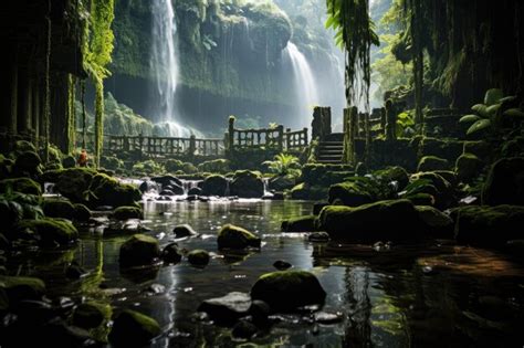 Premium Ai Image Bali Indonesia The Waterfalls Of Bali Such As The Tegenungan Waterfall And