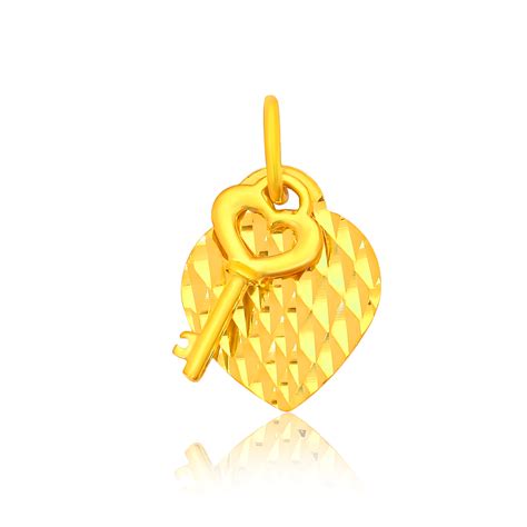 Taka Jewellery 916 Gold Pendant Heart Shaped With Key Taka Jewellery