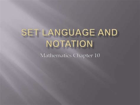 set language and notation