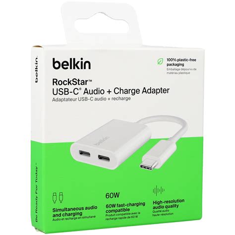 Adapter Belkin RockStar USB C Audio USB C Charge W biały Pancernik eu