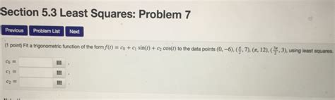 solved section 5 3 least squares problem 6 previous problem