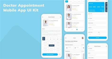 Doctor Appointment Mobile App Ui Kit Ux And Ui Kits Ft Find And Dentist Envato Elements
