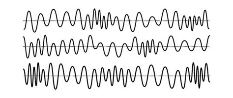 Sinusoid Signals Set Black Curve Sound Waves Vector Image