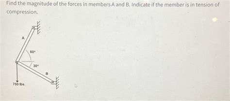 Solved Find The Magnitude Of The Forces In Members A And B