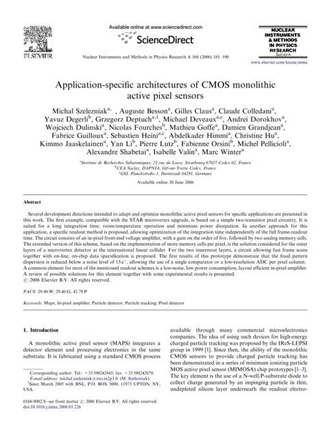 Pdf Application Specific Architectures Of Cmos Monolithic Active