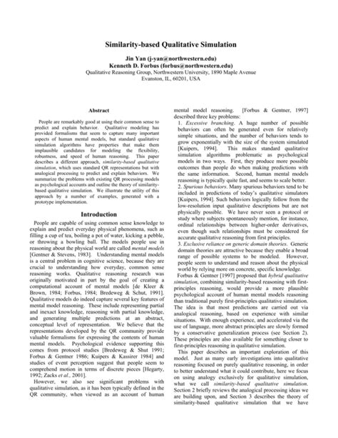 Similarity Based Qualitative Simulation