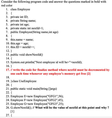 Solved Consider The Following Program Code And Answer The