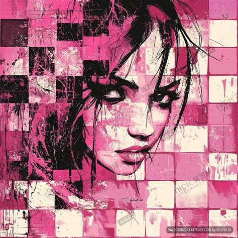 Ai创作图数字美女插画 数字艺术女人 数字肖像插画 现代数码画 数字艺术肖像 个性创意贴图壁纸 粉红色艺术 后现代风格画 马赛克插画 阈限数字艺术 现代画数字画艺术画 抽象拼贴图案 马赛克拼
