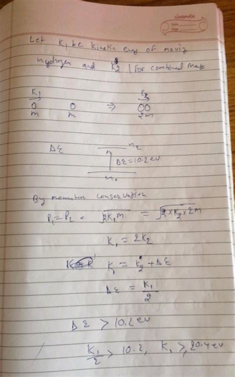 A Moving Hydrogen Atom Makes A On Collision With A Stationary Hydrogen