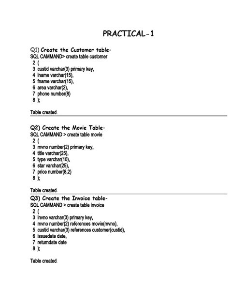 practical 1 q2 create the movie table pdf databases data management software