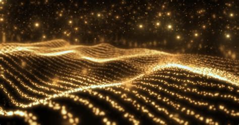 Premium Photo Abstract Yellow Wave Lines From Particles And Dots Of Energetic Magic With Glow