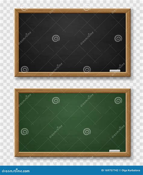 Blackboard Realistic Green And Black Chalkboard With Wooden Frame And Chalk Blackboards