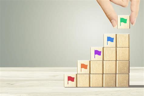 Premium Photo Business Concept Stack Of Wooden Cubes