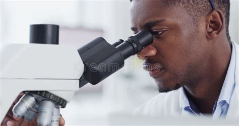 Science Microscope And Research With Man And Vaccine In Laboratory For Experiment Sample And