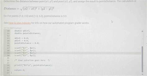 Solved Determine The Distance Between Point X1y1 And Point X2y2