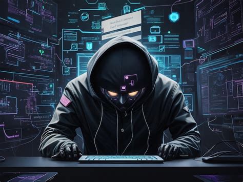 Premium Photo Hacking And Malware Concept Faceless Hacker Using Abstract Laptop With Binary