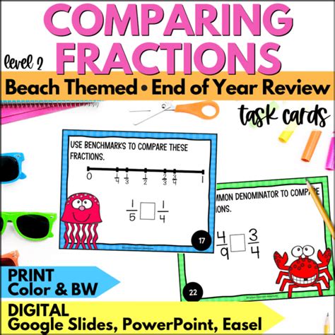 End Of Year Comparing Fractions Task Cards Level Curious Classroom Adventures