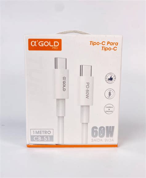 Cabo Turbo 60W Tipo C Tipo C 1 Metro A Gold CB 51 Importados NAVI Atacado