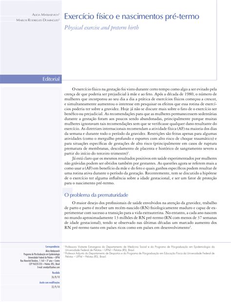 Pdf Physical Exercise And Preterm Birth