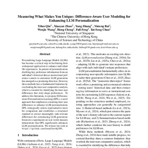 Measuring What Makes You Unique Difference Aware User Modeling For