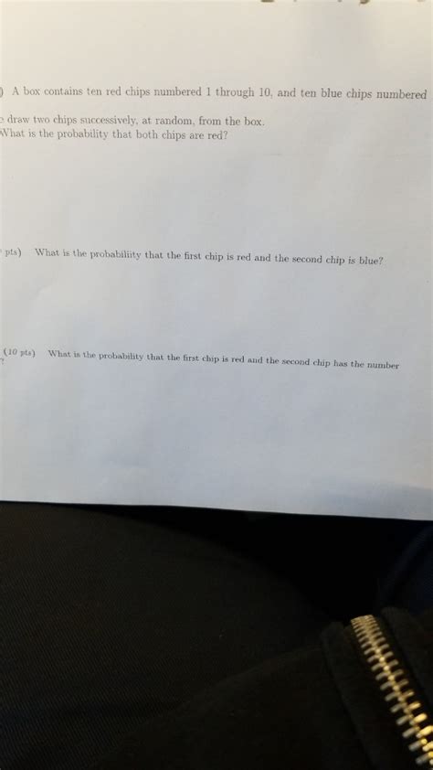 A Box Contains Ten Red Chips Numbered 1 Through 10