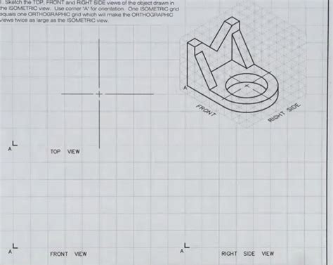 solved sketch the top front and right side views of the