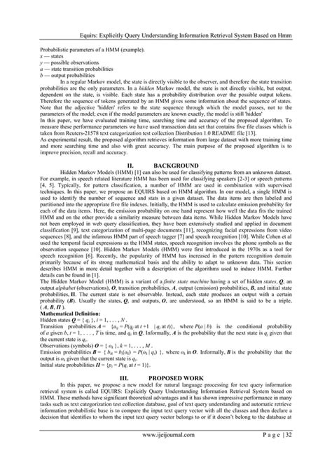 Equirs Explicitly Query Understanding Information Retrieval System Based On Hmm Pdf