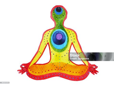 7 차크라 컬러 로터스 포즈 요가 수채화 그림 손으로 그린 디자인 일러스트 레이 션 수채화에 대한 스톡 벡터 아트 및 기타 이미지 수채화 들이마심 호흡 운동 Istock