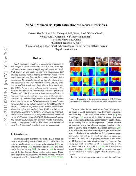 Pdf Nenet Monocular Depth Estimation Via Neural Ensembles