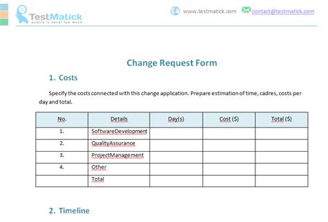 Change Request Form TestMatick Change Request Form TestMatick