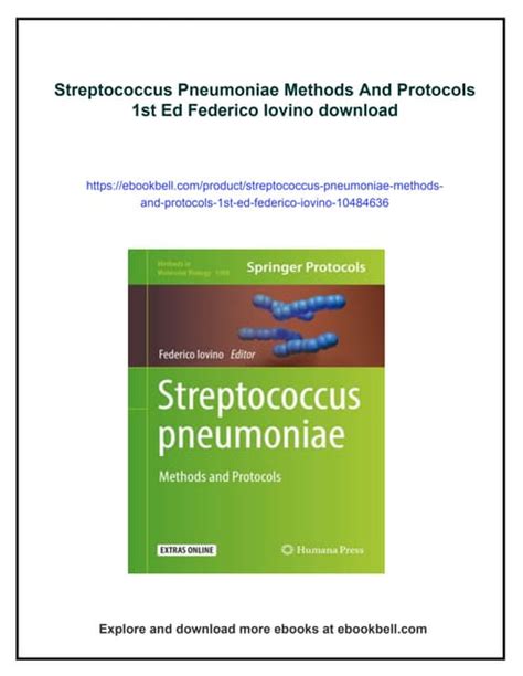 Streptococcus Pneumoniae Methods And Protocols 1st Ed Federico Iovino Pdf