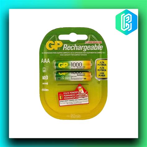باتری نیم قلمی قابل شارژ 1000 میلی آمپر GP مدل GP100AAAHC-2UE2 - بایکال ...