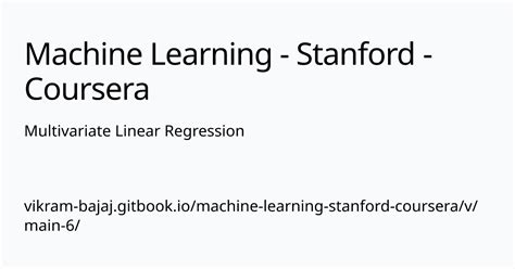 Multivariate Linear Regression Main Machine Learning Stanford