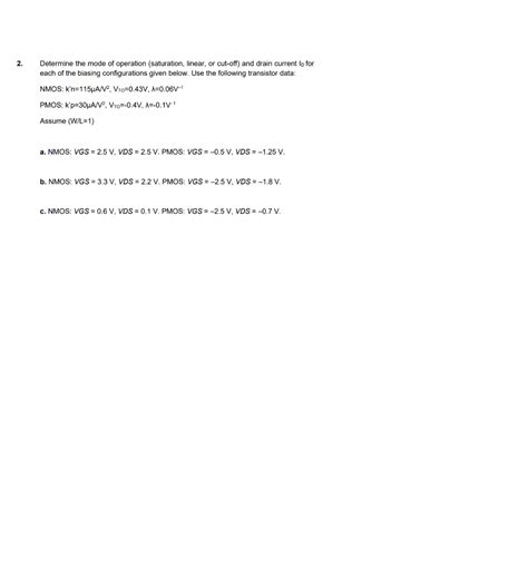 Solved 2 Determine The Mode Of Operation Saturation