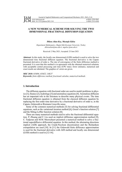 Pdf A New Numerical Scheme For Solving The Two Dimensional Fractional